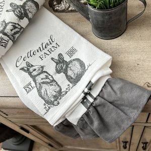Kitchen | Cottage Farmhouse Spring Easter Bunny Kitchen Towels With ...